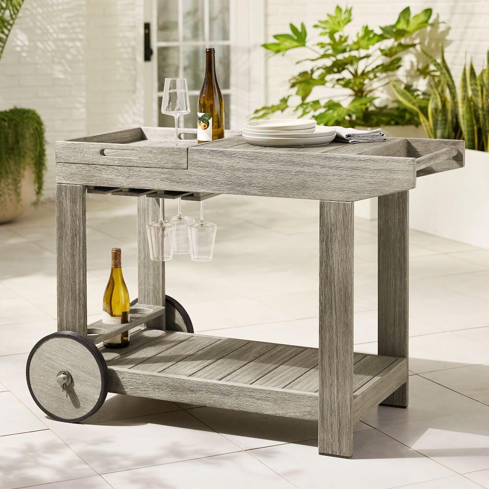 Portside Garden Bar Cart Weathered Grey west elm United Kingdom